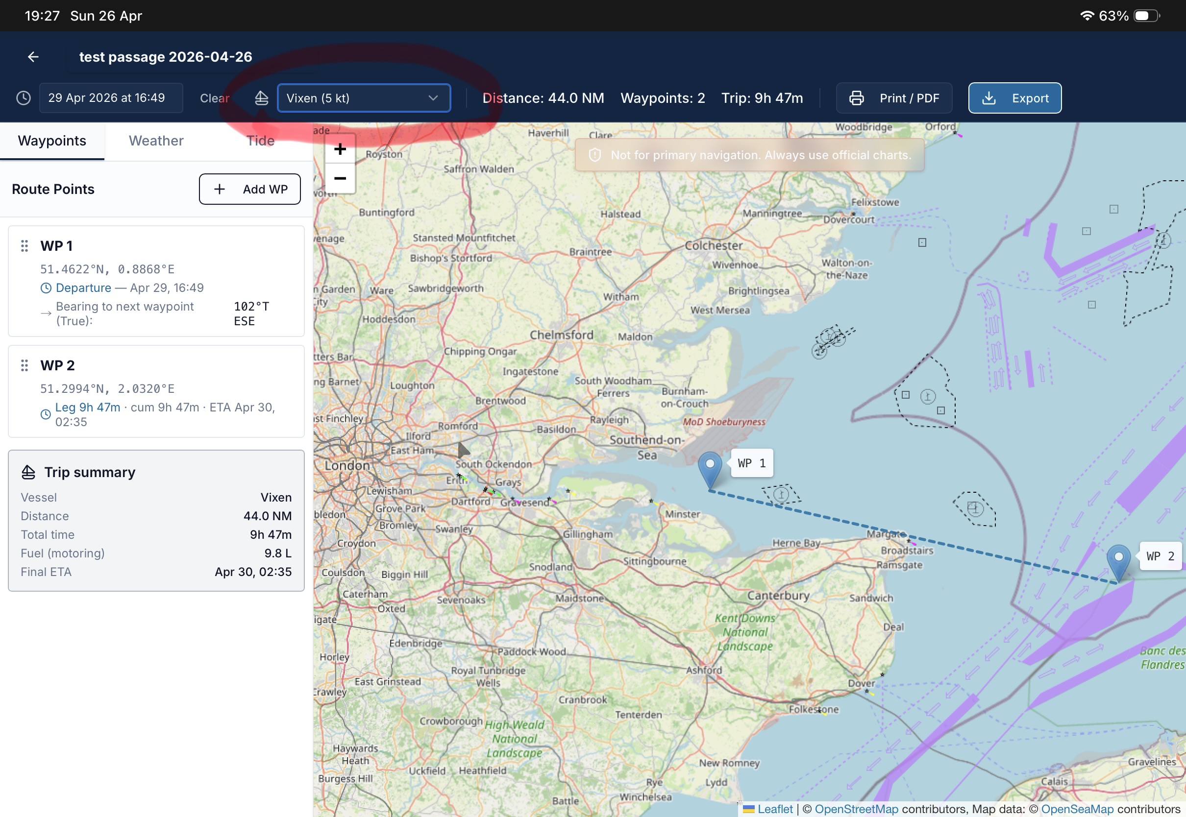 Online Passage Planner for UK Sailing Routes | Estuary Forecast Passage ...